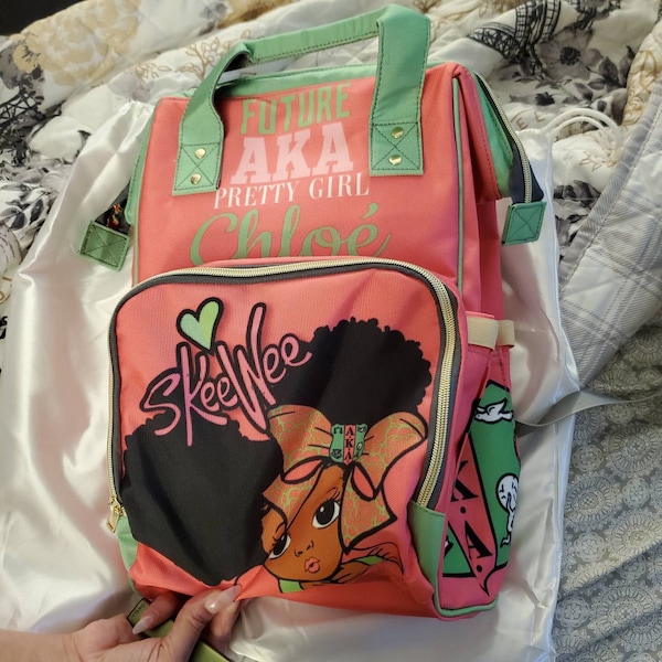 Personalized AKA Diaper Backpack: Alpha Kappa Alpha Sorority Baby Bag ...