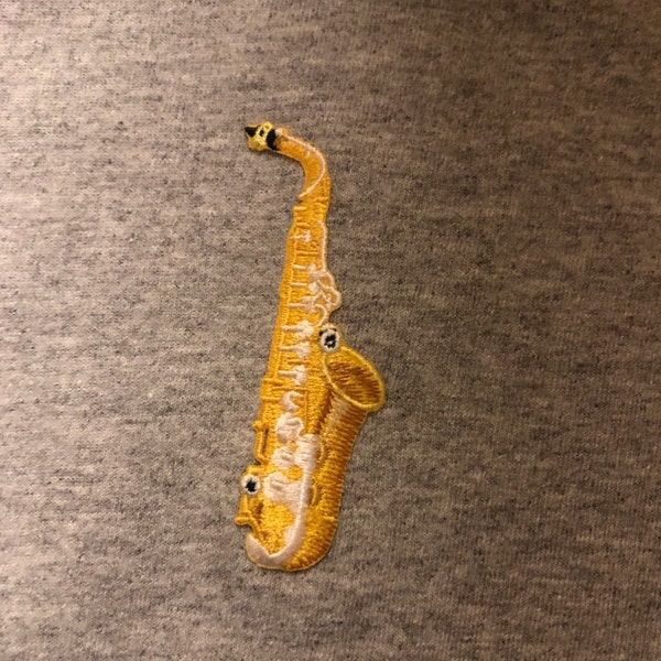 Saxophone Applique Patch - Embroidered Brass Music Instrument Band ...