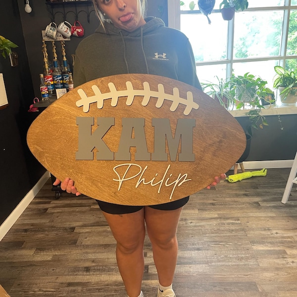 Football Name Sign | 18-36" Diameter | Round Sign | Child Baby Name ...