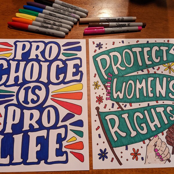 Pro-choice Protest Poster Coloring Pages Fundraiser | Downloadable ...