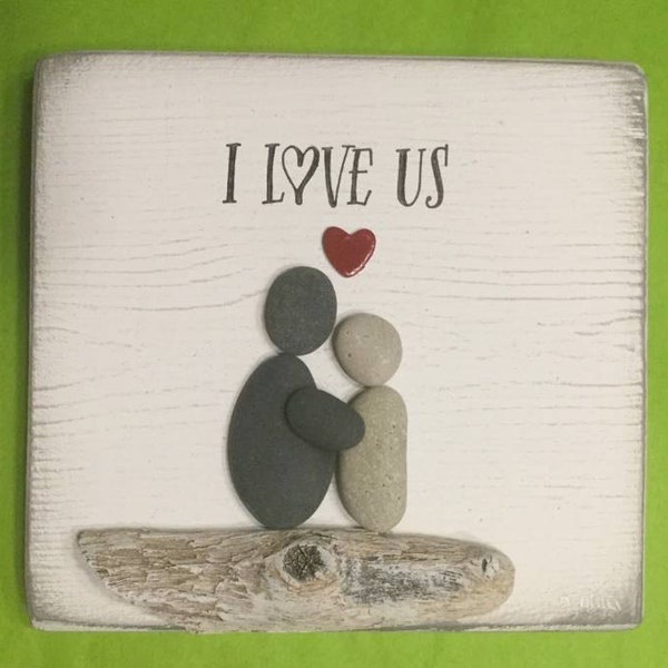 Pebble Art, Valentine Day, Couples Gift, Anniversary Gift, Driftwood ...