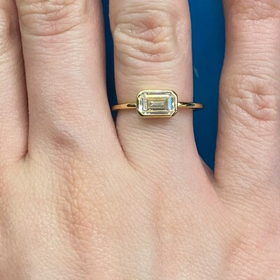 Baguette Ring Rectangle Ring Bezel Set Ring Bezel Set - Etsy