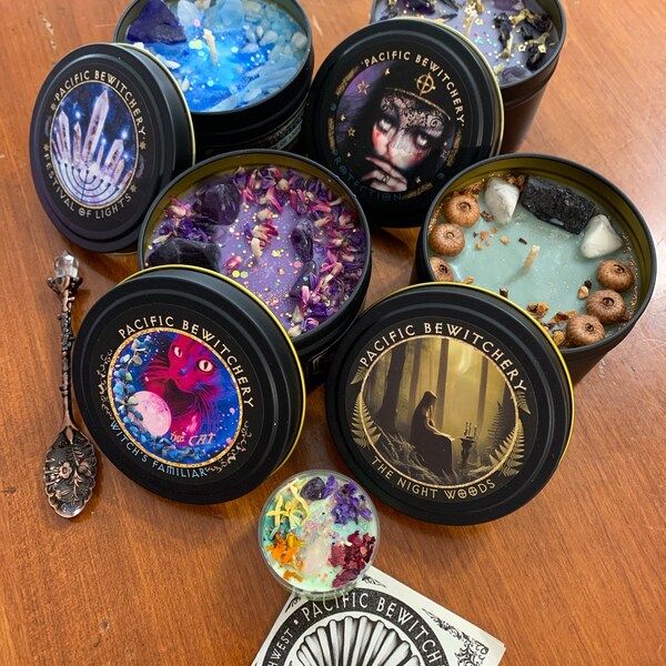 WHISPERING MOON XL 4-wick Artisan Candle, Meditation, Intention, Ritual, Celestial, Moonstone ...