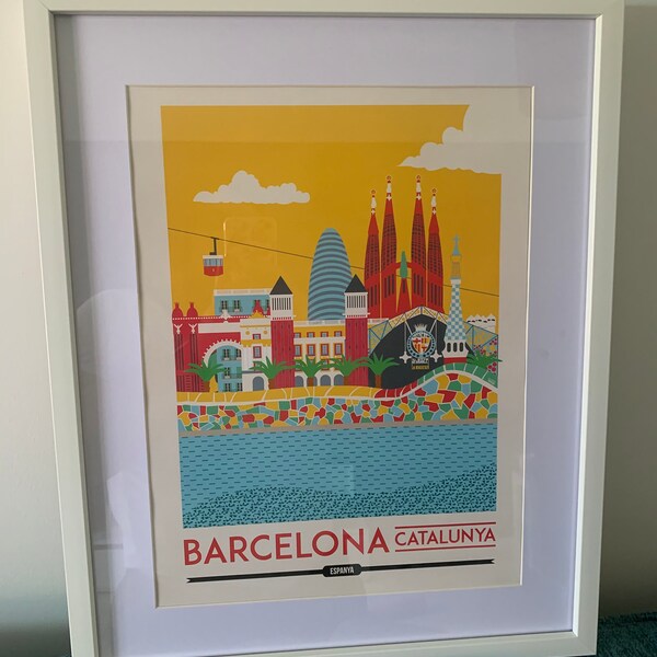 Barcelona Print - Catalonia Poster - Spain Poster | Travel Poster - Etsy