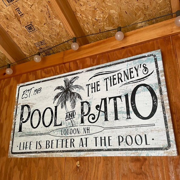 Personalized Pool & Patio Sign, Pool Sign, Swimming Pool Decor, Outdoor ...
