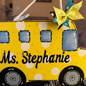 Personalized SCHOOL BUS Teacher SIGN Back to School Class Classroom ...