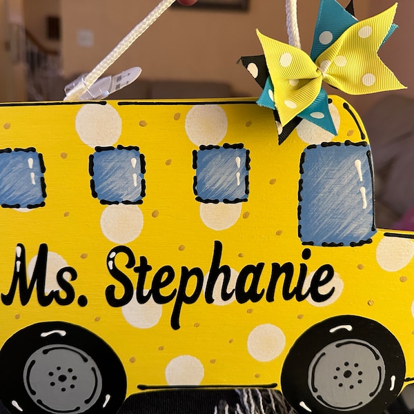 Personalized SCHOOL BUS Teacher SIGN Back to School Class Classroom ...