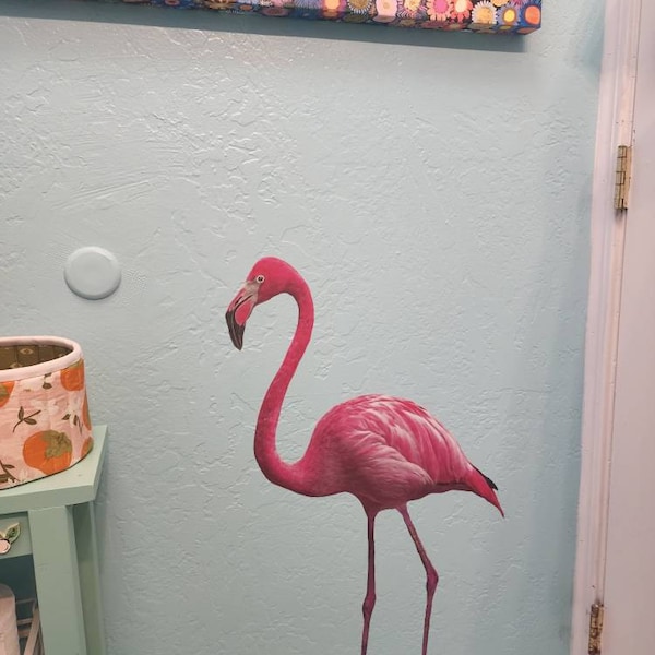 Pink Flamingo Decal, Fabric Repositionable Tropical Flamingo Wall ...