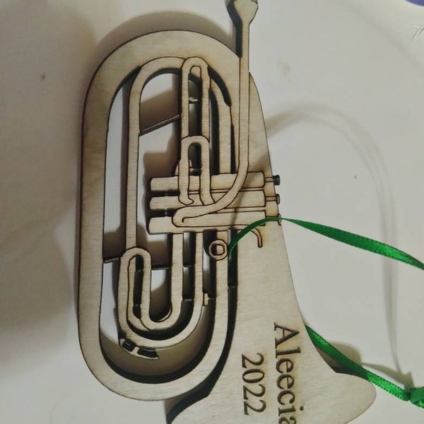 Laser Cut and Engraved Wooden "baritone" Ornament - Etsy