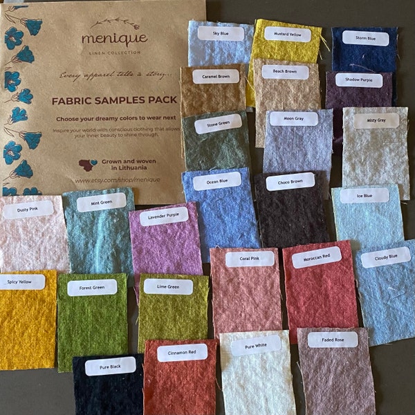 Linen Clothing Sample Pack Fabric Swatches Color Samples Solid Fabric ...