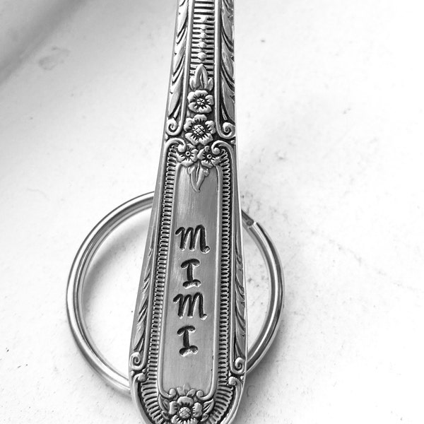 Spoon Handle Purse Hook Key Chain, Engraved Silverware Hand Stamped Key ...