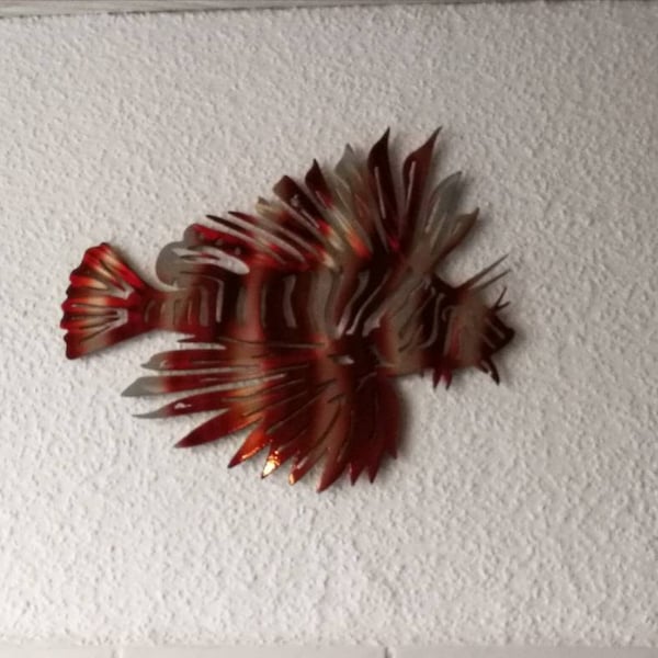 Aluminum Lionfish Wall Art, Metal Fish Art, Metal Ocean Art, Fishing ...