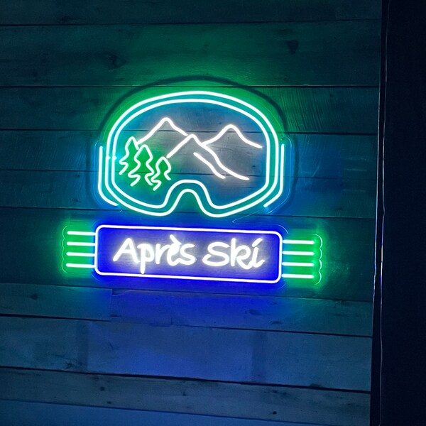 Apres Ski Ski Goggles, LED Neon Sign, Wall Decor, Wall Sign, Store ...
