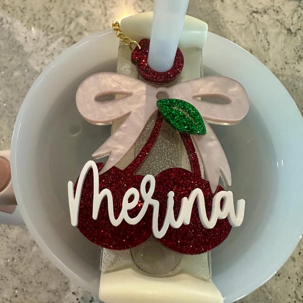 Short Tropical Monstera Stanley Straw Charm, Straw Dangle, Stanley ...