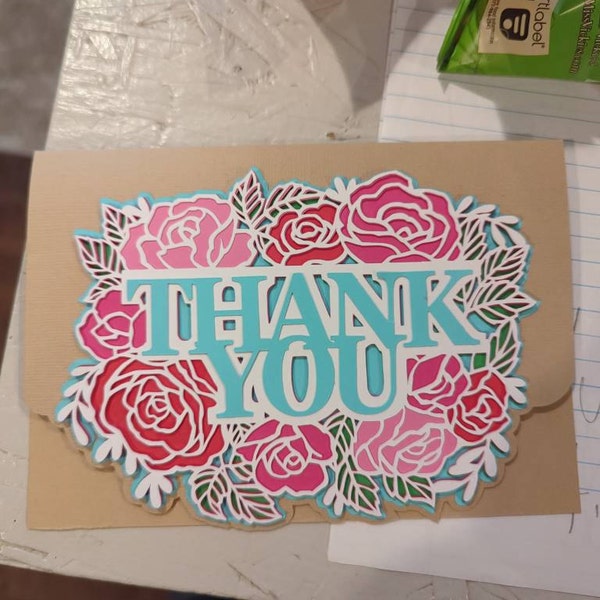 3D Thank You Card Papercut Template SVG, PDF, JPG Dxf, Layered Paper ...