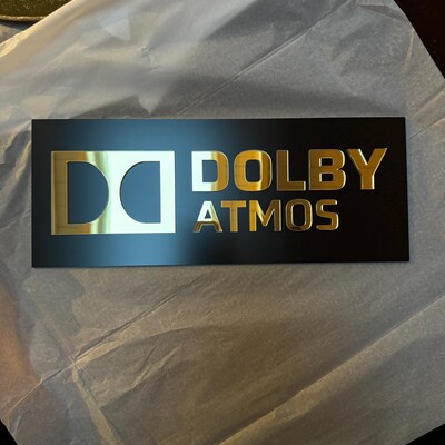 Dolby Atmos Home Theatre Signs Signage Cinema Decor Laser Router Gold ...