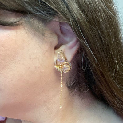 Handmade Creative Earring Multi-color Butterfly Earrings Pearl Wing ...