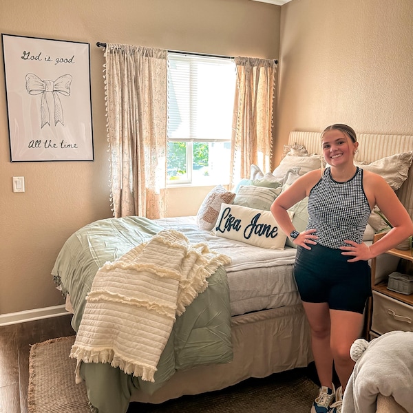 Monogram Pillow Cover With Punch Needle Embroidery, Personalized ...