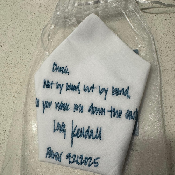 Handwritten Custom Keepsake Handkerchief, Message Memento Personalized ...