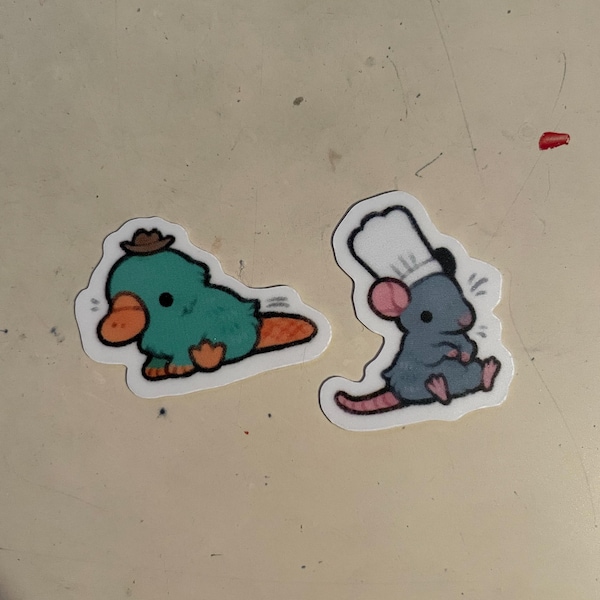 Little Chef and Secret Agent Mini Sticker Set of 2 / Cute Animal Vinyl ...