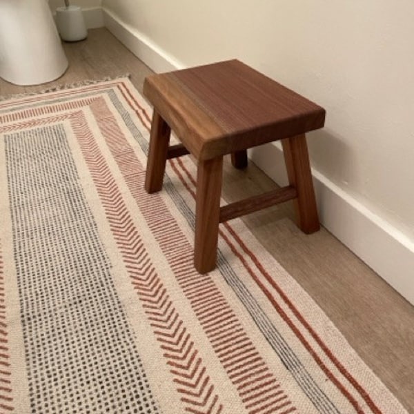 WALNUT STOOL, Foot Rest, STEP Stool, Personalized Small 4 Leg Wooden ...