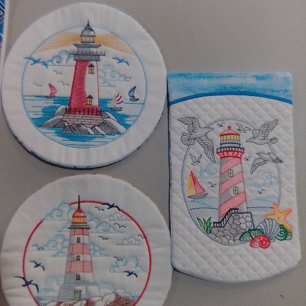 Lighthouses Machine Embroidery Designs Pack Instant Download 4x4 5x5 ...