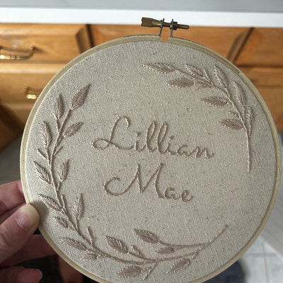 Hand Embroidered Name Hoop, Neutral Baby Name Sign for Nursery, Name ...
