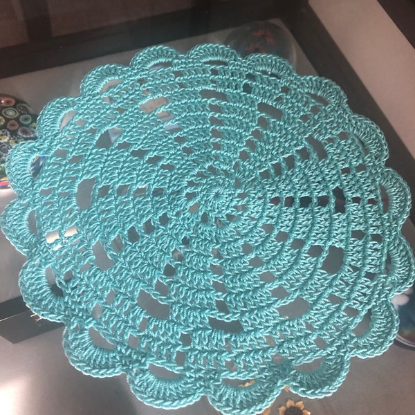 Peacock Doily, Turquoise Doily - Etsy