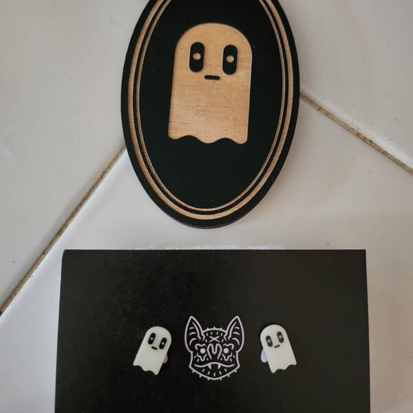 Basic Boo - Small Engraved Ghost Woodcut / Goth Home Decor / Gothic ...