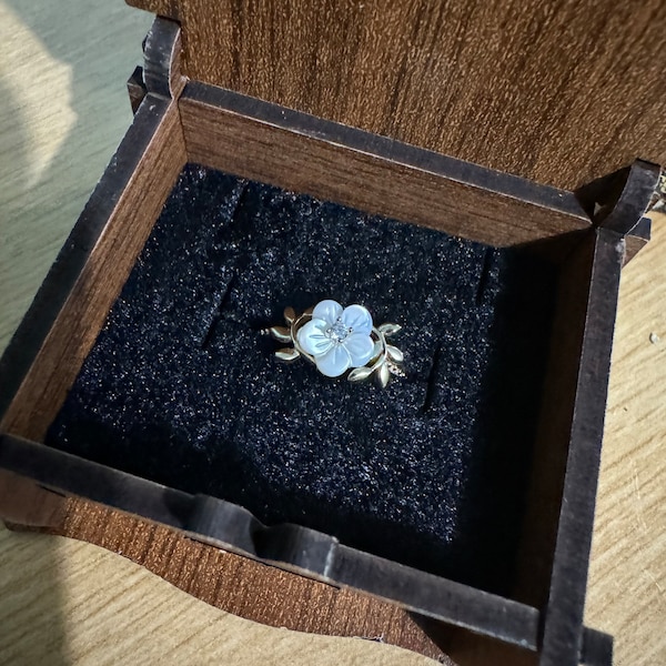 14K Solid Gold Magnolia Flower Ring, 925 Sterling Silver Magnolia ...