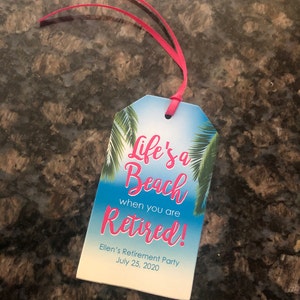 Beach Retirement Party Favor Tags, Retirement Wine Favor Tags, Happy ...