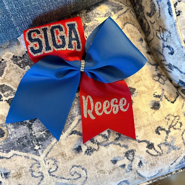 Red and Royal Blue Cheer Bow, Red Cheer Bow, Red Royal Blue White Cheer ...