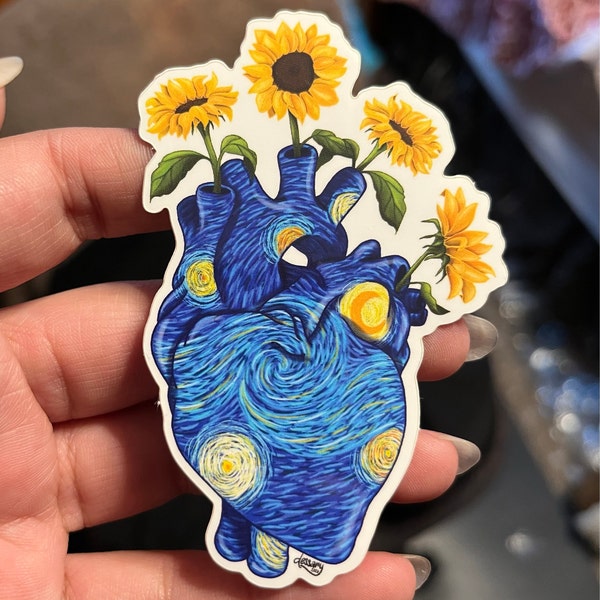 Starry Night Heart Sticker/ Starry Night Sticker / Weather Proof ...