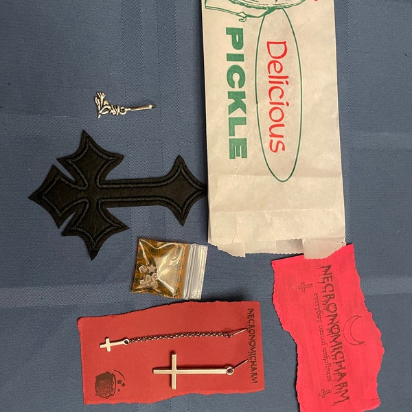 SATANIC WARLOCK, Inverted Cross Necklace, Double Horn Crescent Moon ...