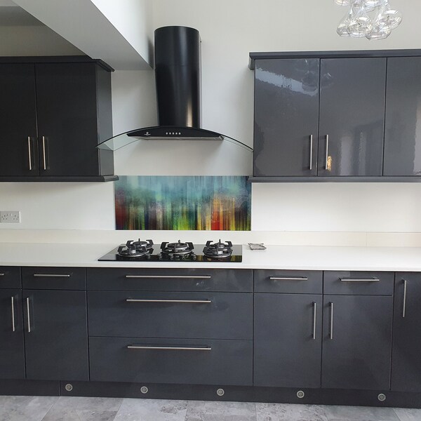 Contemporary Glass Kitchen Panel - Wide Format Wall Backsplash Various ...