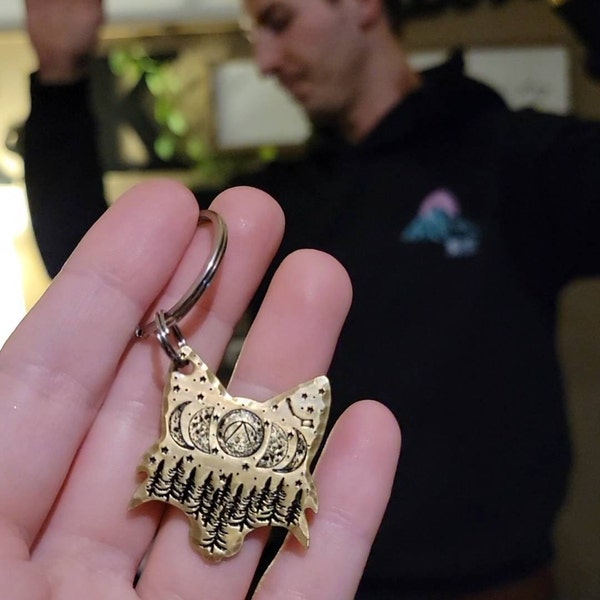 Copper Wolf Sobriety Keychain, Sobriety Token Sobriety Coin, Alcoholic ...