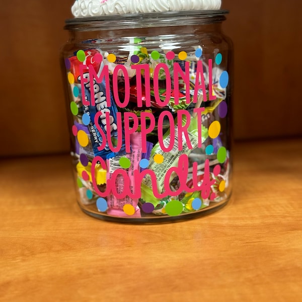 Personalized Glass Candy Jar for Emotional Support, Custom Chocolate ...