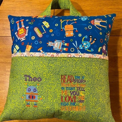 Reading Pillow Embroidery Design Read Me a Story Embroidery Design Tuck ...