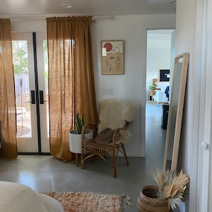 55/140 Cm Wide Extra Long Linen Curtain, Rust Linen Window Drape ...