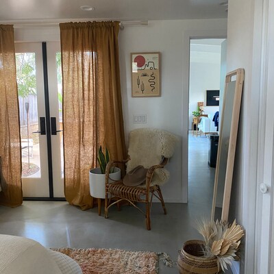 55/140 Cm Wide Extra Long Linen Curtain, Rust Linen Window Drape ...