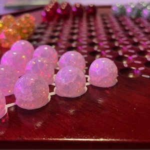 14mm 10 Cracked Marbles, Fried Marbles, Translucent Pink Opal Cracked ...