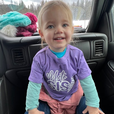 Moto Sis With Checkered Lightning Bolt Baby Bodysuit or Toddler or ...