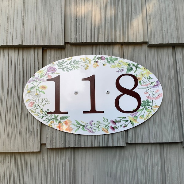 House Numbers, Colorful Flower House Number Sign, Custom Address Plaque ...