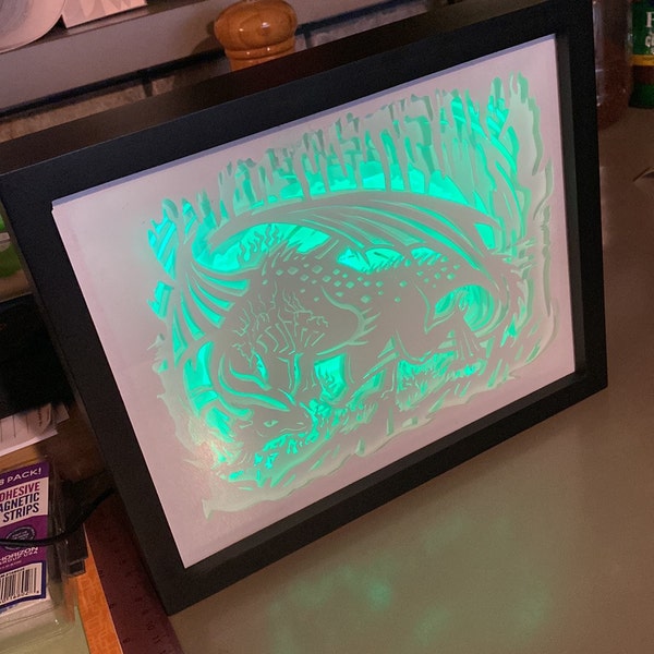 3d Dragon Silhouette, Shadow Box Templates, Paper Cut, Files for Cricut ...