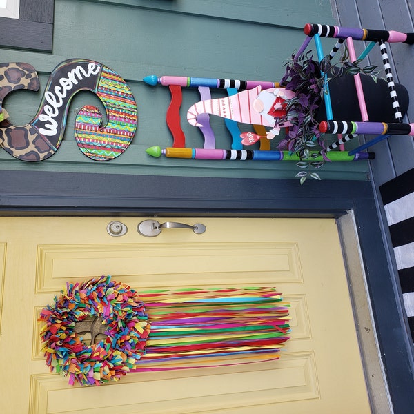 Whimsical Door Hanger, Colorful, Spring, Summer, All Year, Handmade ...