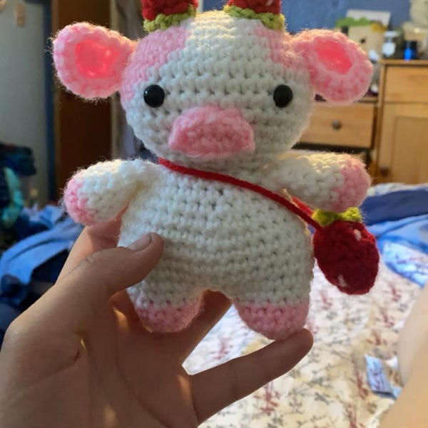 2-in-1 Strawberry Cows Crochet Pattern Bundle (amigurumi Highland Cow ...