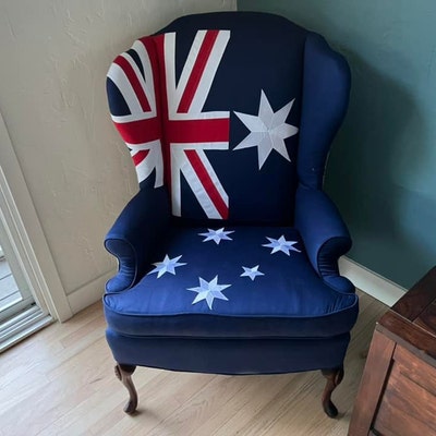 Union Jack Wing Back Chair Heavy Cotton - Etsy