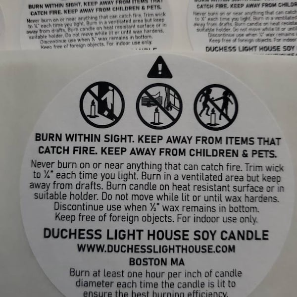 Custom Candle Warning Labels, Custom Candle Warning Stickers, Candle ...