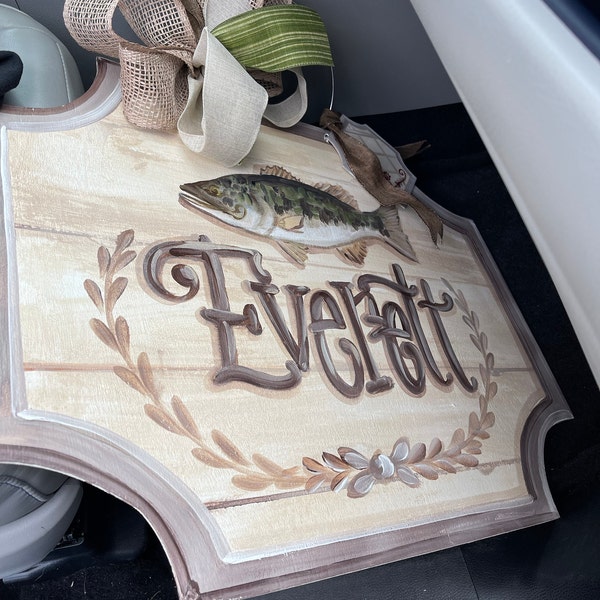 Personalized Fish Board Door Hanger: Fishing Camp Decor - Etsy