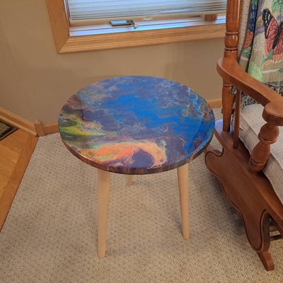 Round Resin Ocean Wave Natural Table Beach Art Design Modern - Etsy